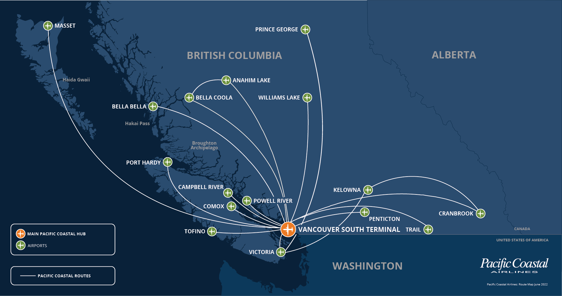 Route Map - Pacific Coastal Airlines - Official Website